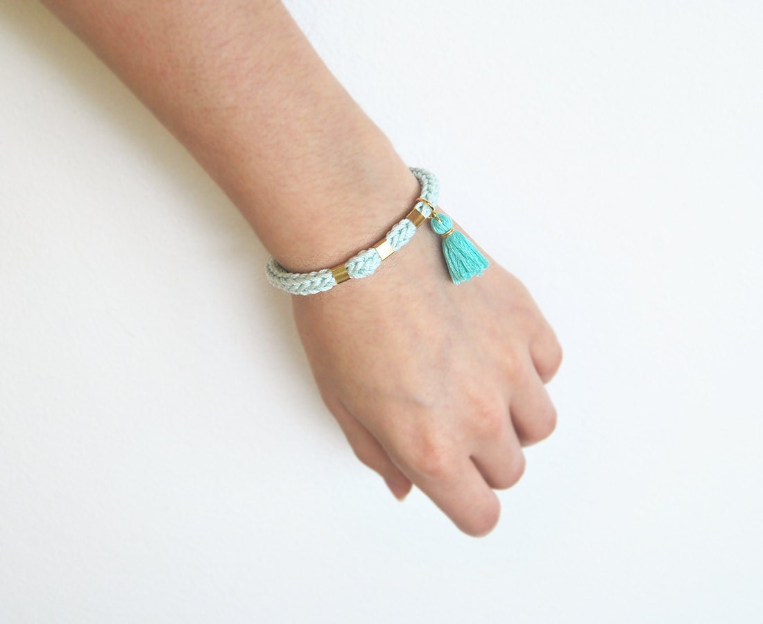 Mint Bracelet With Tassel Mint Tassel Bracelet With Tubes - Etsy