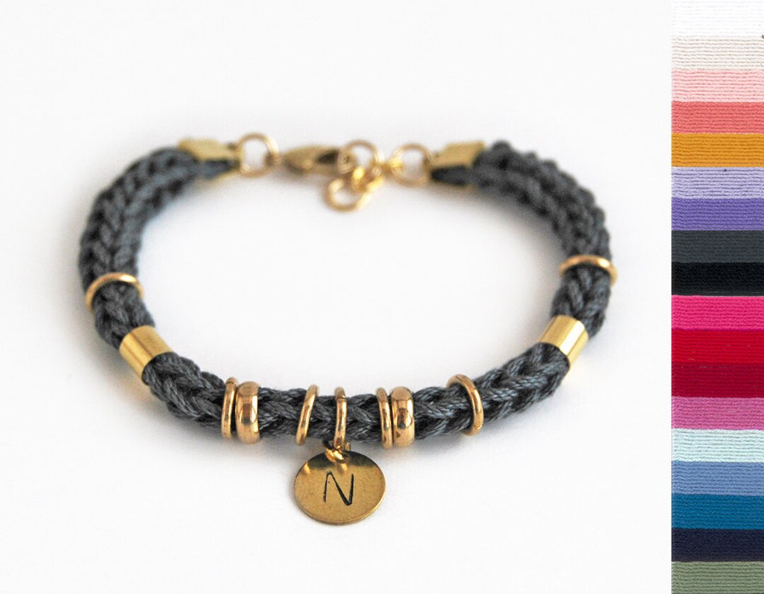 Personalized Bracelet With Initial Charm and Rings, Initial Bracelet ...