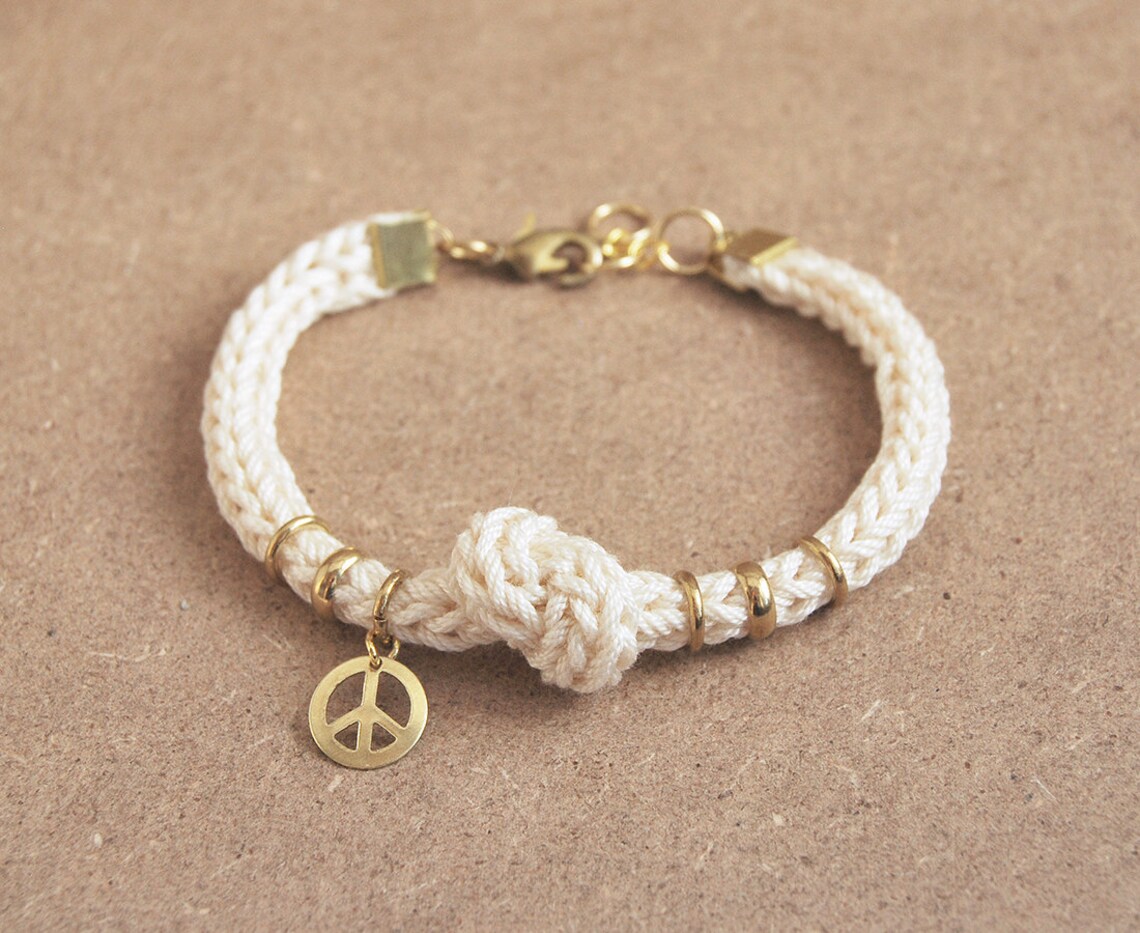 Peace Bracelet Rope Bracelet With Knot Knit Cord Bracelet - Etsy