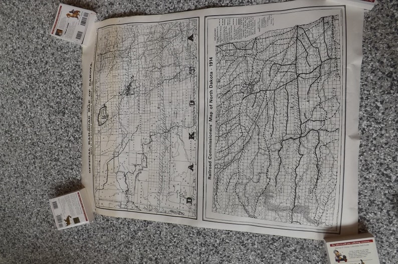 North Dakota Centennial Railroad Map Double Sided Map Three - Etsy