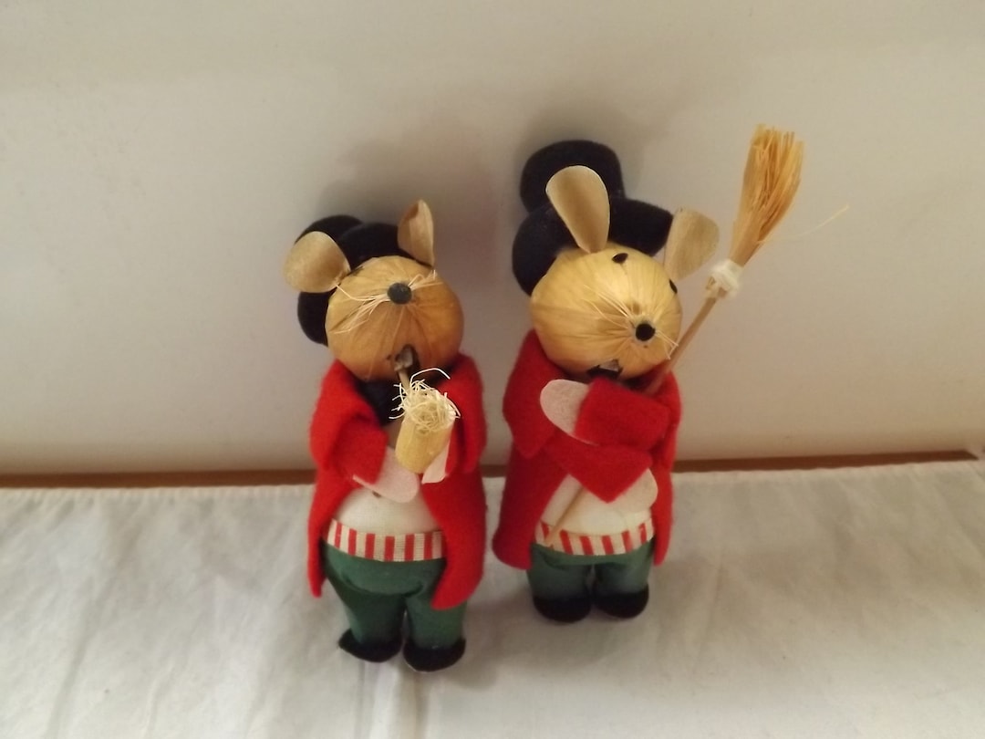 Unique Christmas Colonial Corn Husk Mice Dolls Kurt Adler -see ...