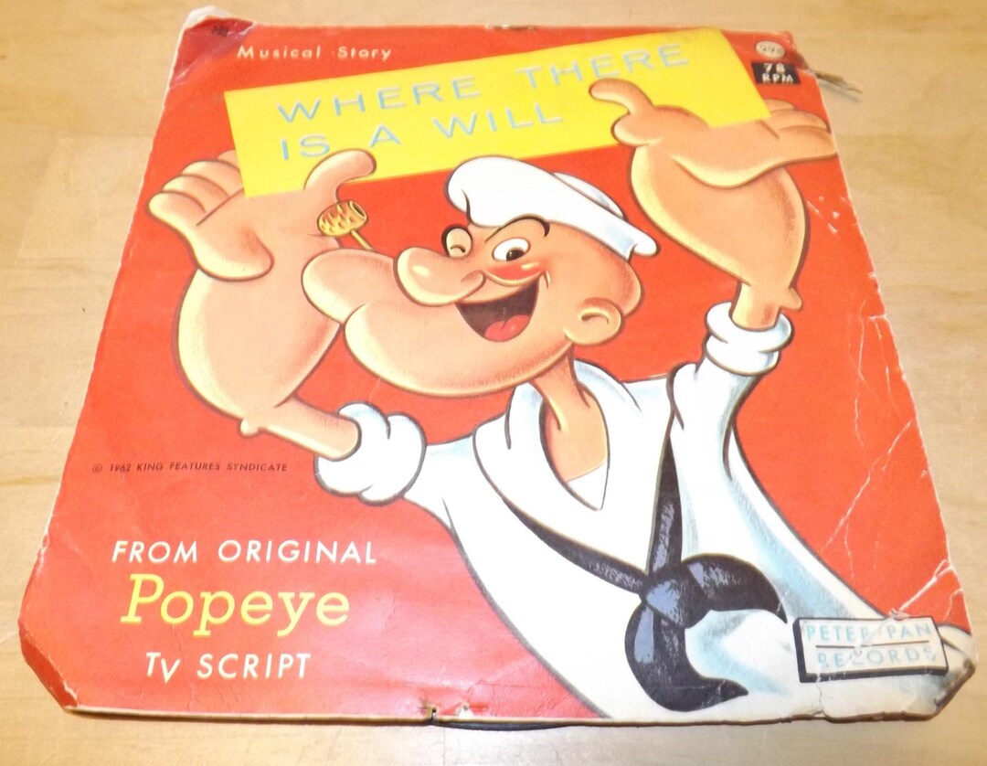 Peter Pan Records Popeye 78rpm Record With Sleeve - See Description for ...