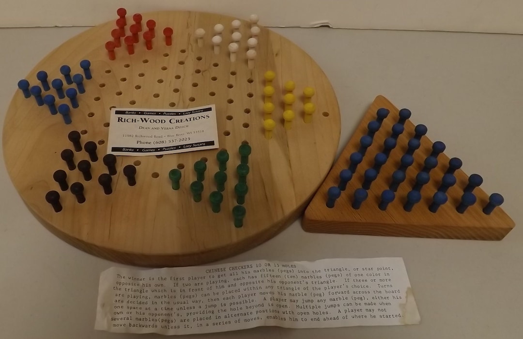 Two Wooden Board Games, Chinese Checkers and Triangle Solitaire See ...