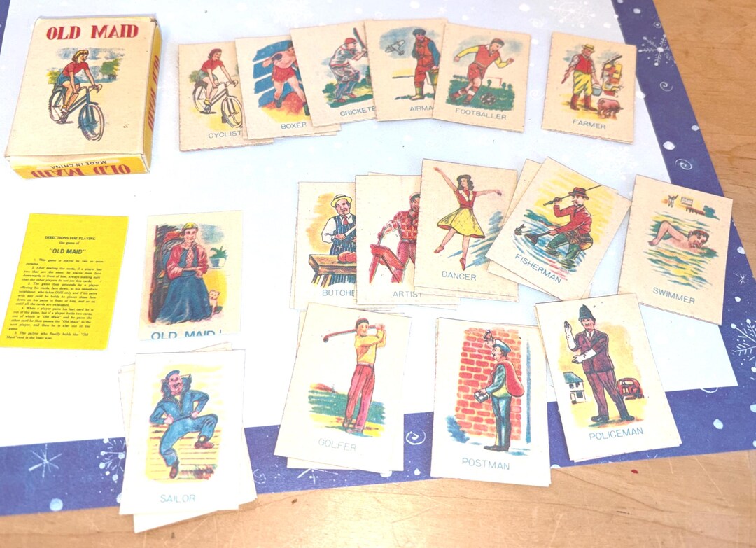 Miniature Vintage Old Maid Deck of Cards - See Description for Details ...