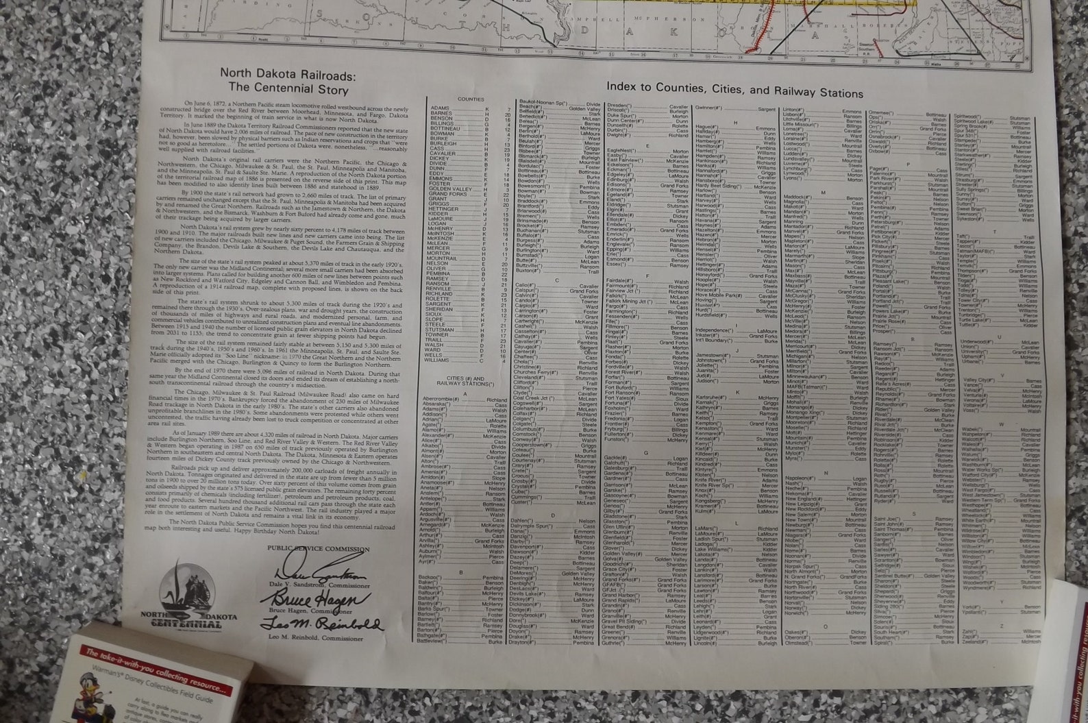 North Dakota Centennial Railroad Map Double Sided Map Three - Etsy