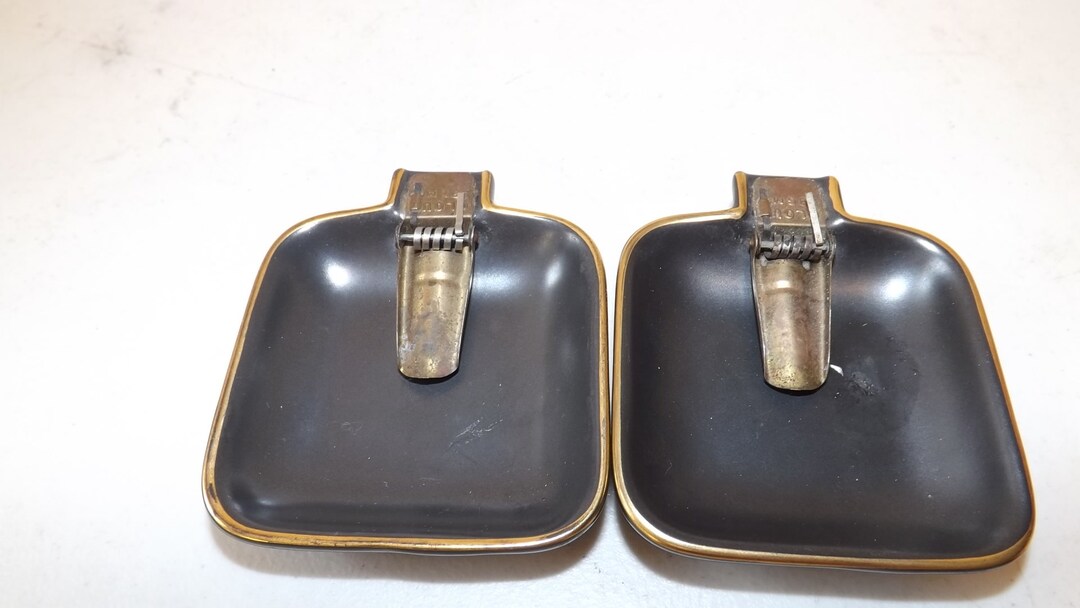 Set of 2 Vintage MCM "clou" Clip-on Ashtrays – Matte Black & Gold ...