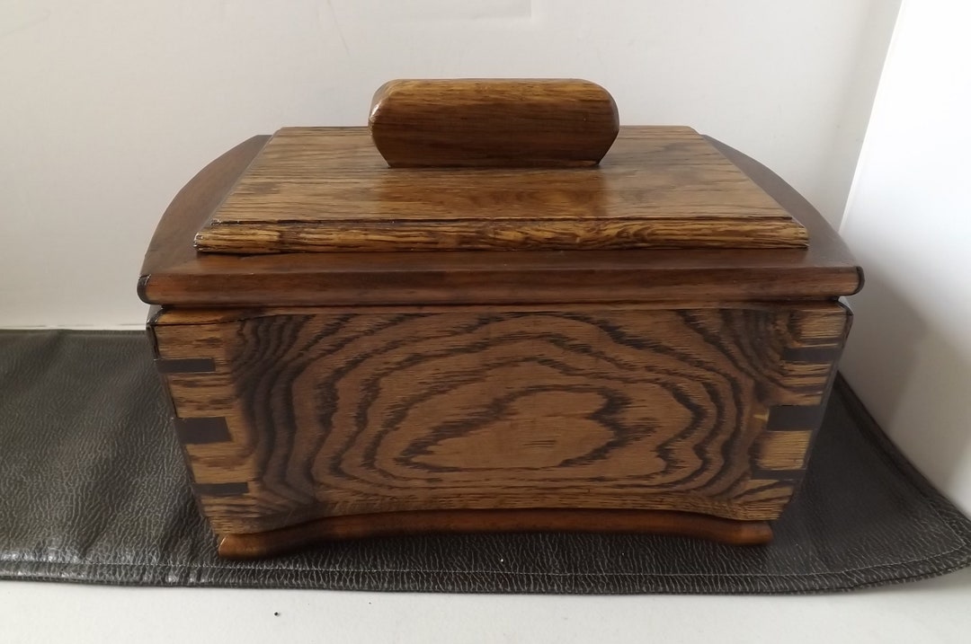 Beautiful Solid Wood Oak Box With Lid and Handle -see Description for ...