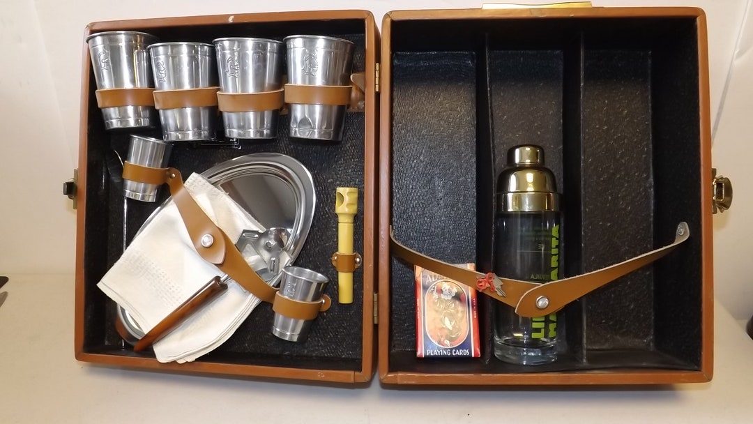 Three Bottle Barware Travel Bar Set Case - See Description for Details ...