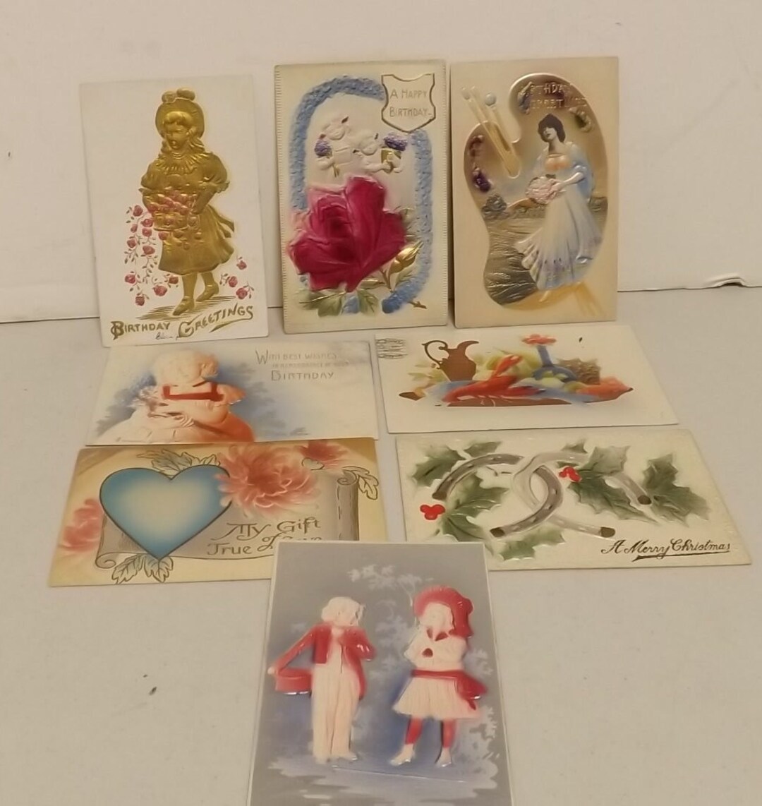 Lot of Eight Antique Embossed Postcards - See Description for Details ...