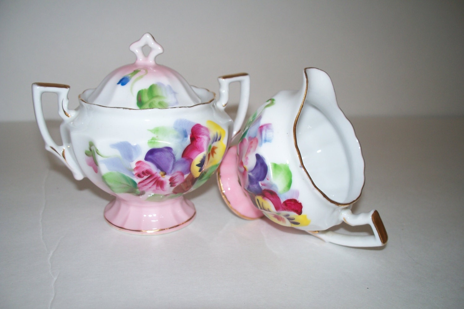 Antique " Takiro " Japan Hand Painted White With Pink Porcelain Petite ...