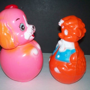 Set of 2 Vintage Mid Century Weeble Wooble Nursery Infant Toys Neon ...