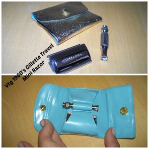 Vintage 1960's Mid Century " Gillette " Mini Gold Case Travel Razor ...