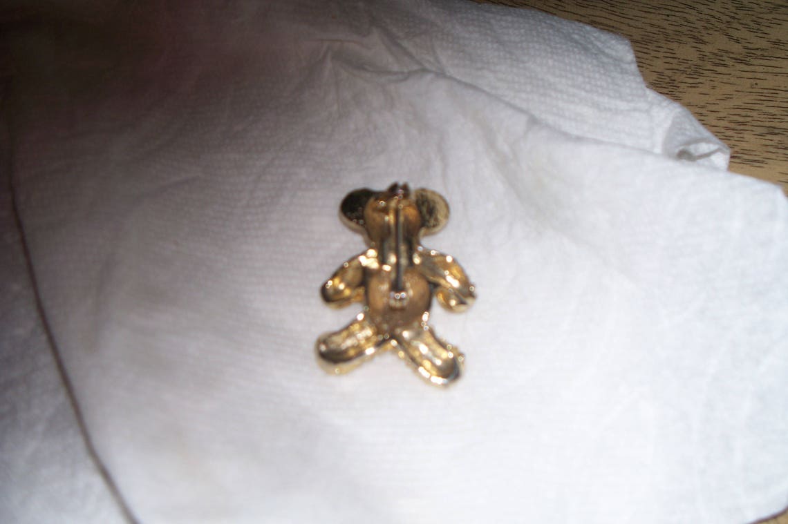Vintage Mid Century Gold Toned Cute Bear / Cub Brooch / Costume Jewelry ...