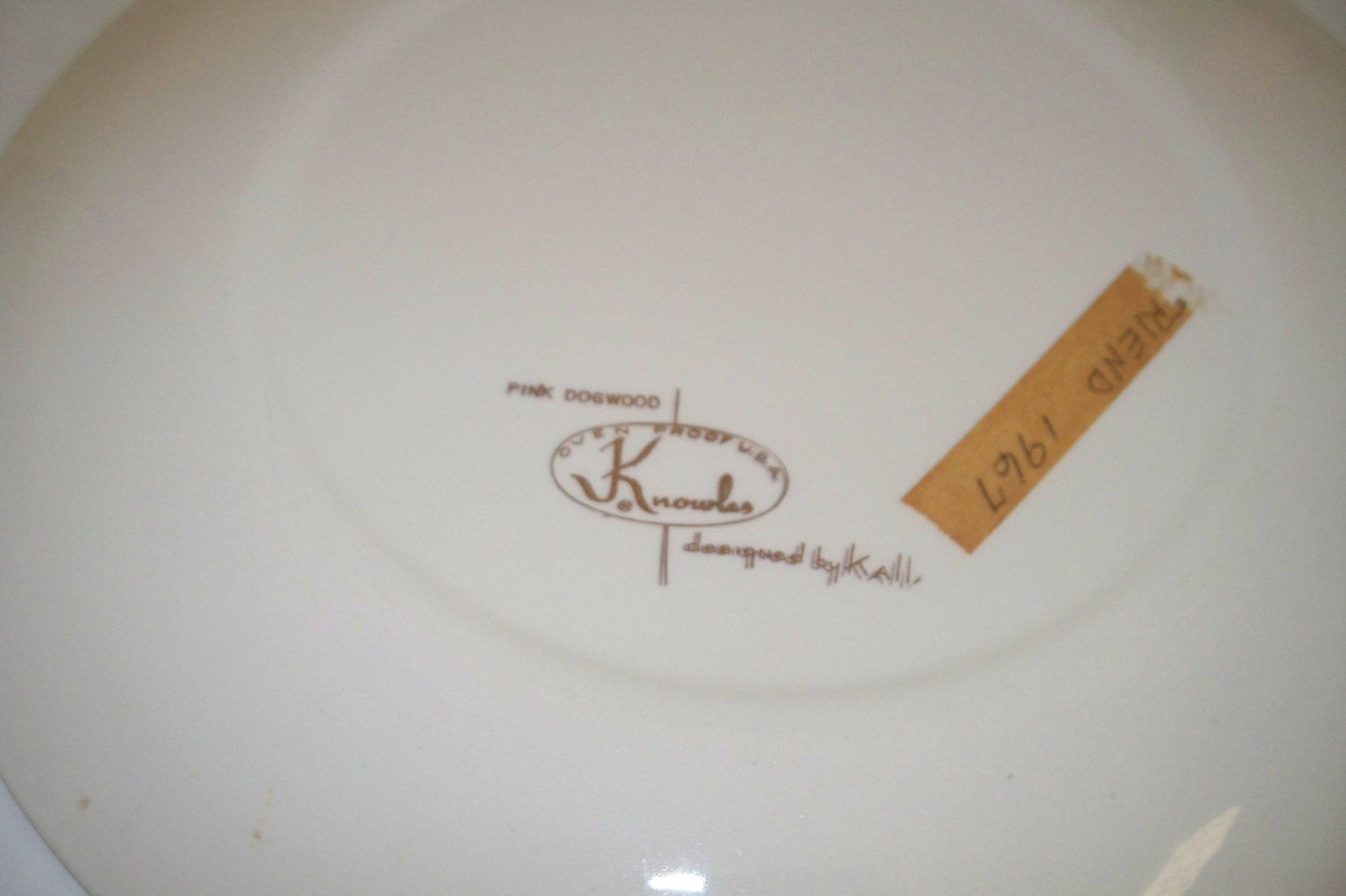 Vintage Mid Century Edwin KNOWLES Kalla Taylor Pink Dogwood Floral Gold ...