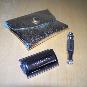 Vintage 1960's Mid Century " Gillette " Mini Gold Case Travel Razor ...