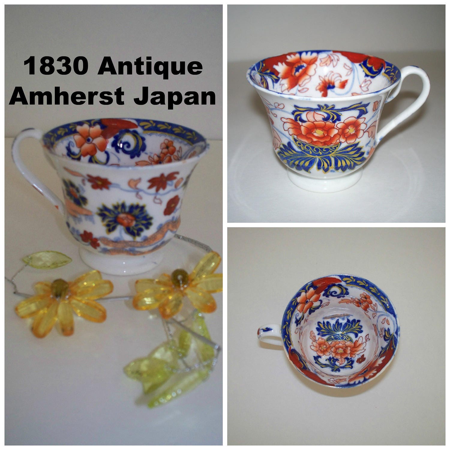 Rare Antique 1830 Minton Amherst Japan Handpainted Floral Teacup / Tea ...