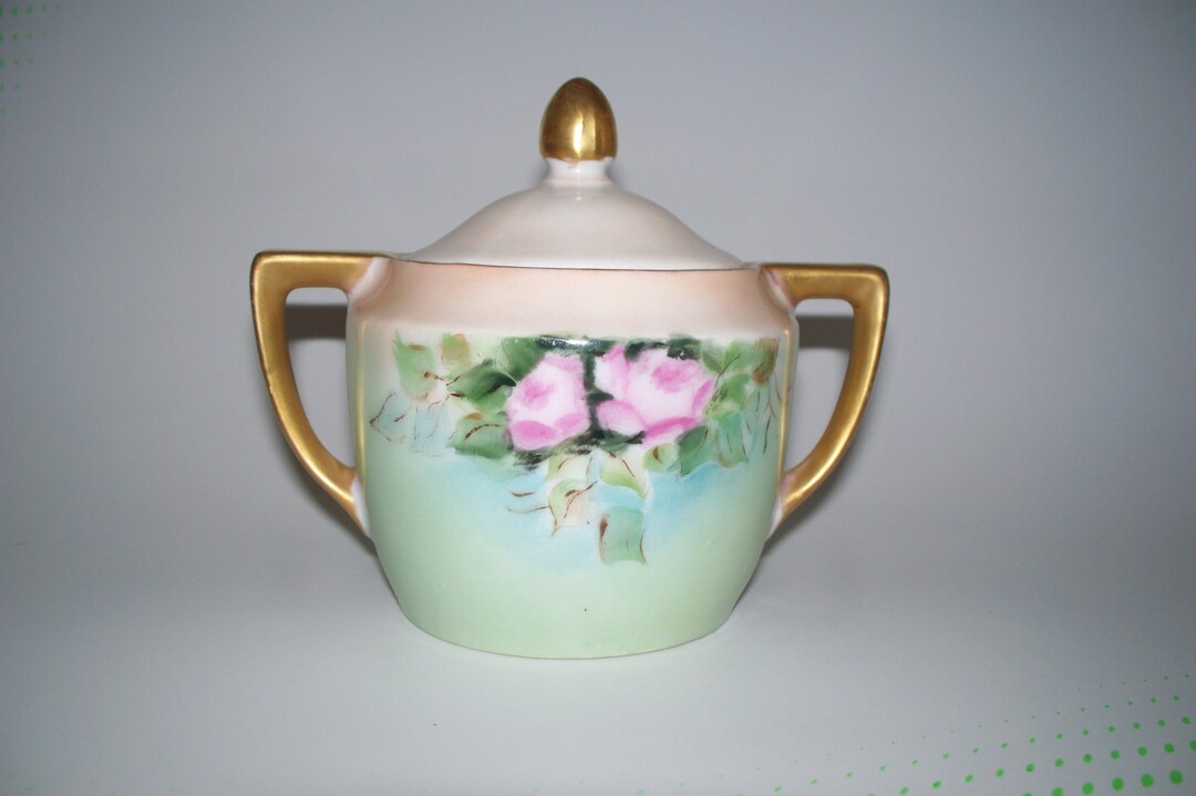 Vintage "weimar Germany" Hand Painted Pink Roses With Beautiful Green ...