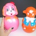 Set of 2 Vintage Mid Century Weeble Wooble Nursery Infant Toys Neon ...