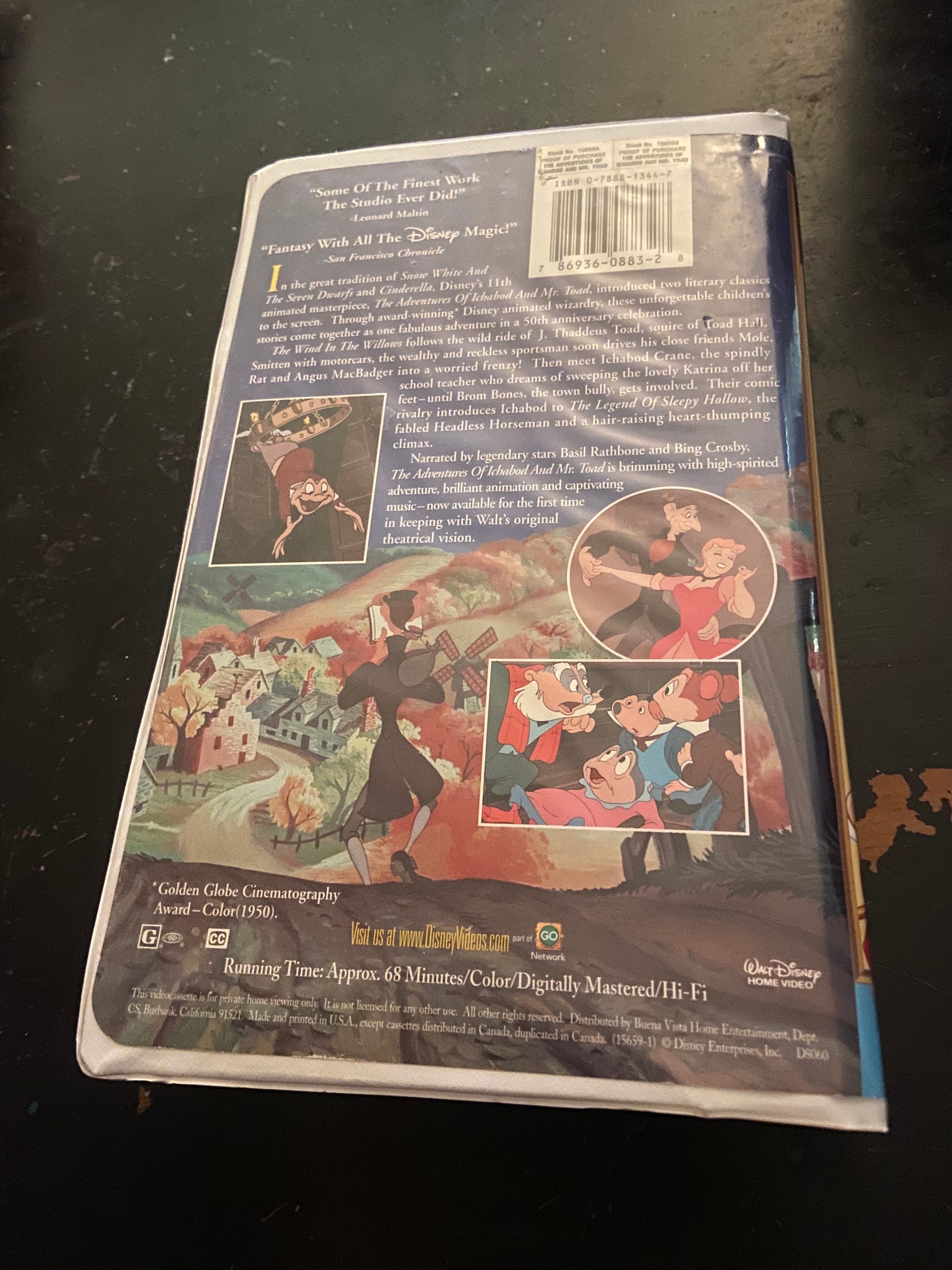 Disneys Masterpiece the Adventures of Ichabod and Mr. Toad VHS Movie - Etsy