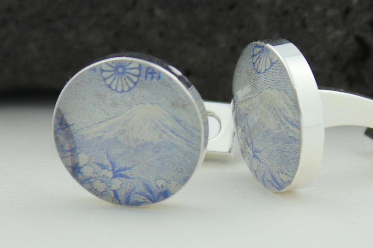 FUJI Cuff Links Mount Fuji Cufflinks With Mount Fuji Postage Stamp ...