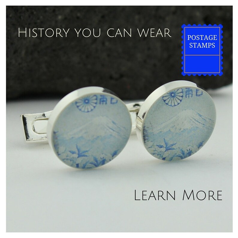 FUJI Cuff Links Mount Fuji Cufflinks With Mount Fuji Postage Stamp ...