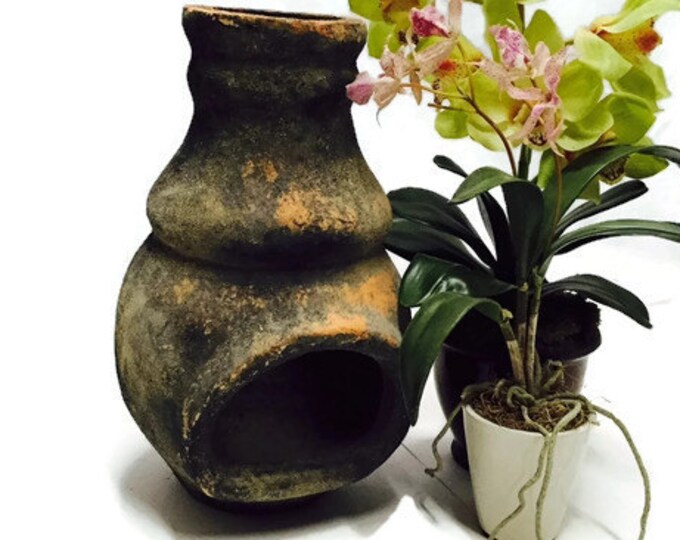 Vintage Mexican Chiminea Table Top 16 Tall Terracotta Succulent Planter Candle Holder Boho
