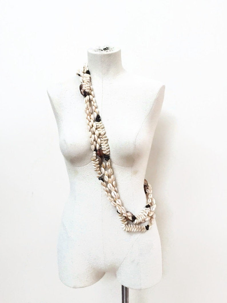 Vintage Tahitian Cowrie Shell Necklaces Polynesian Long Layer Etsy