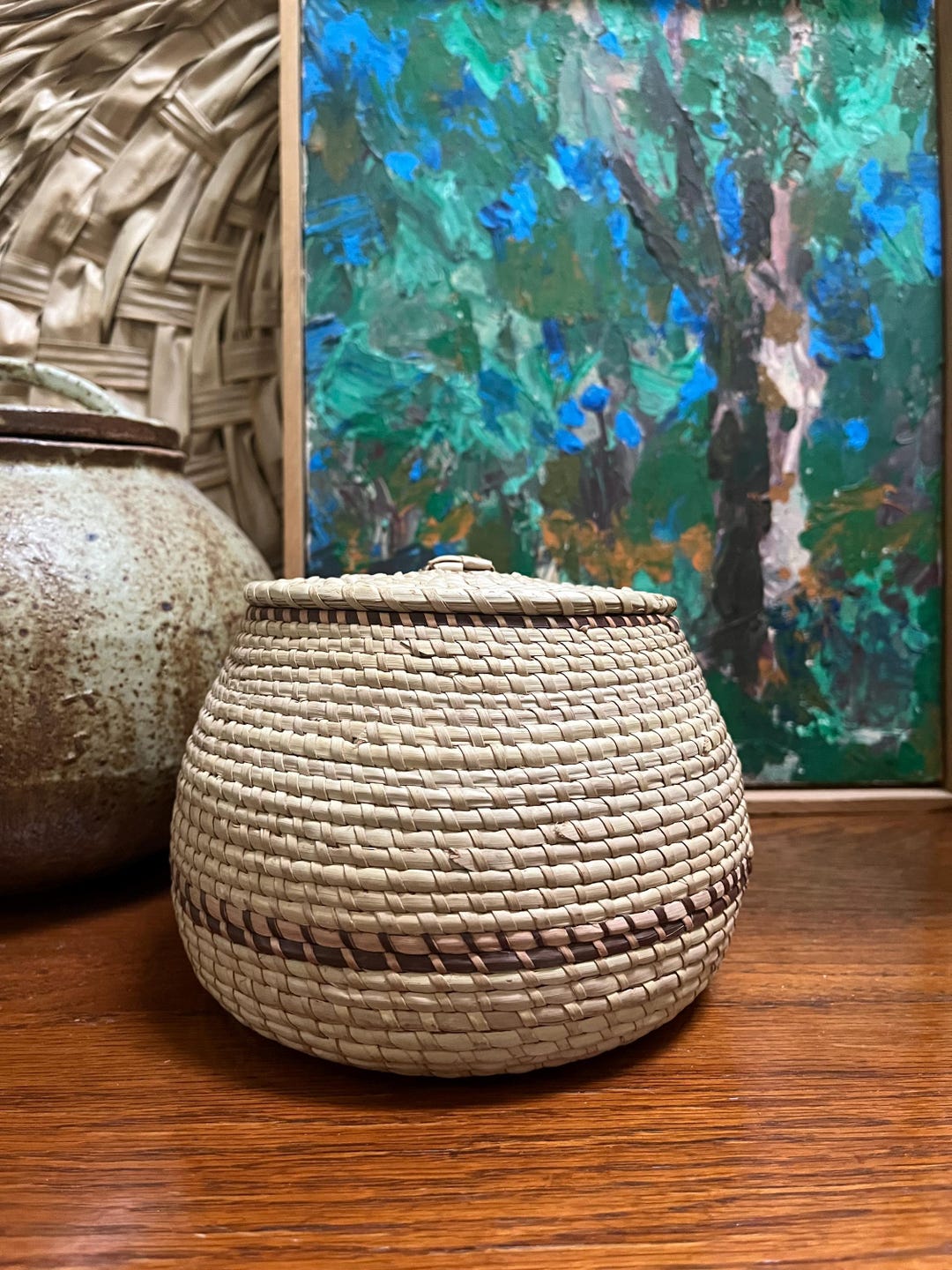 Antique Sweetgrass Basket Lidded Storage Basket Hand Made Coiled - Etsy