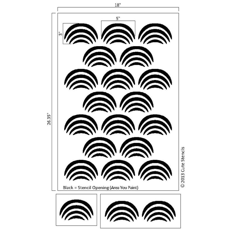 Modern Scallop Wall Stencil Reusable | Etsy