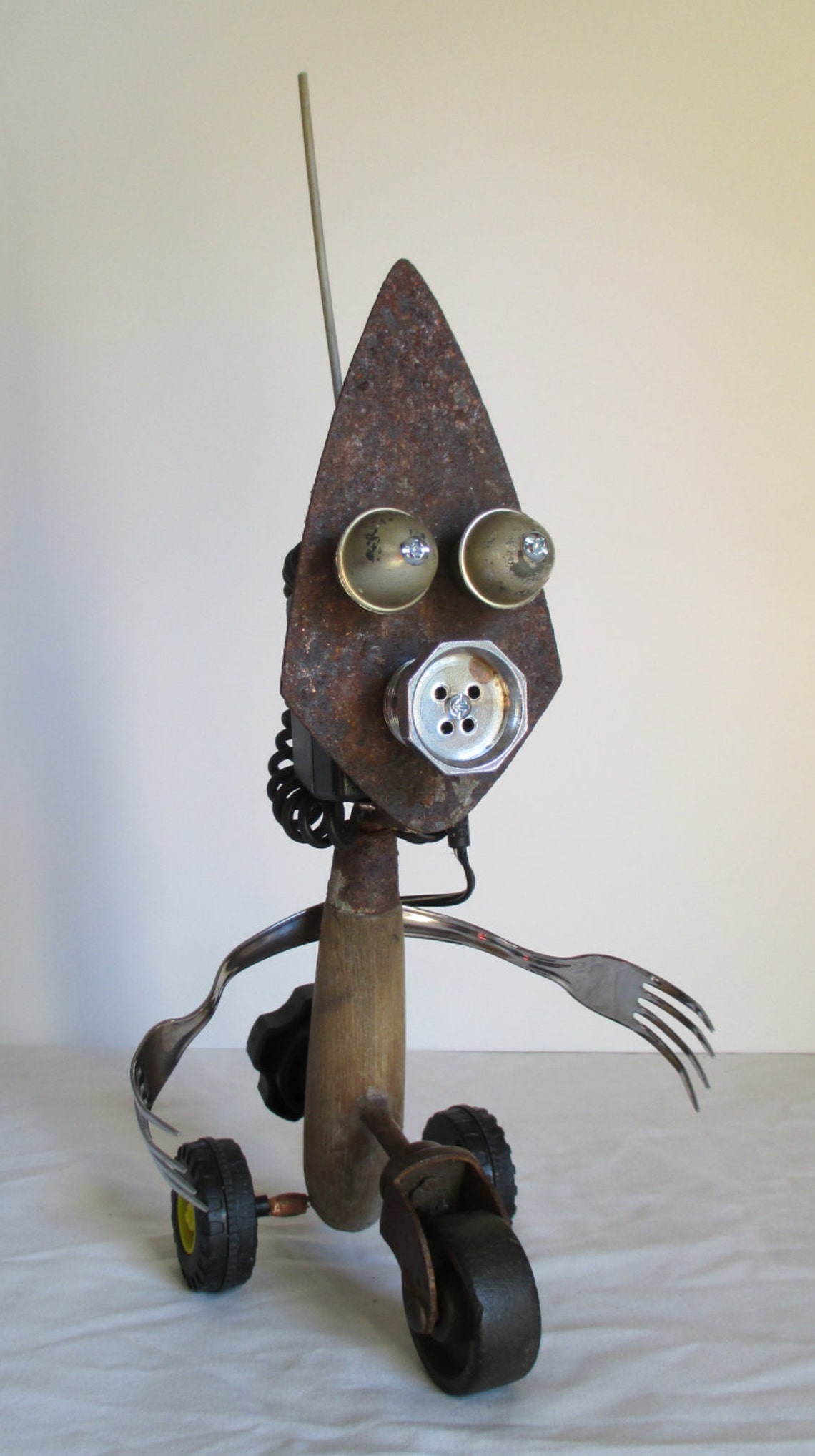 Conehead Found Object Robot Sculpture Assemblage Etsy