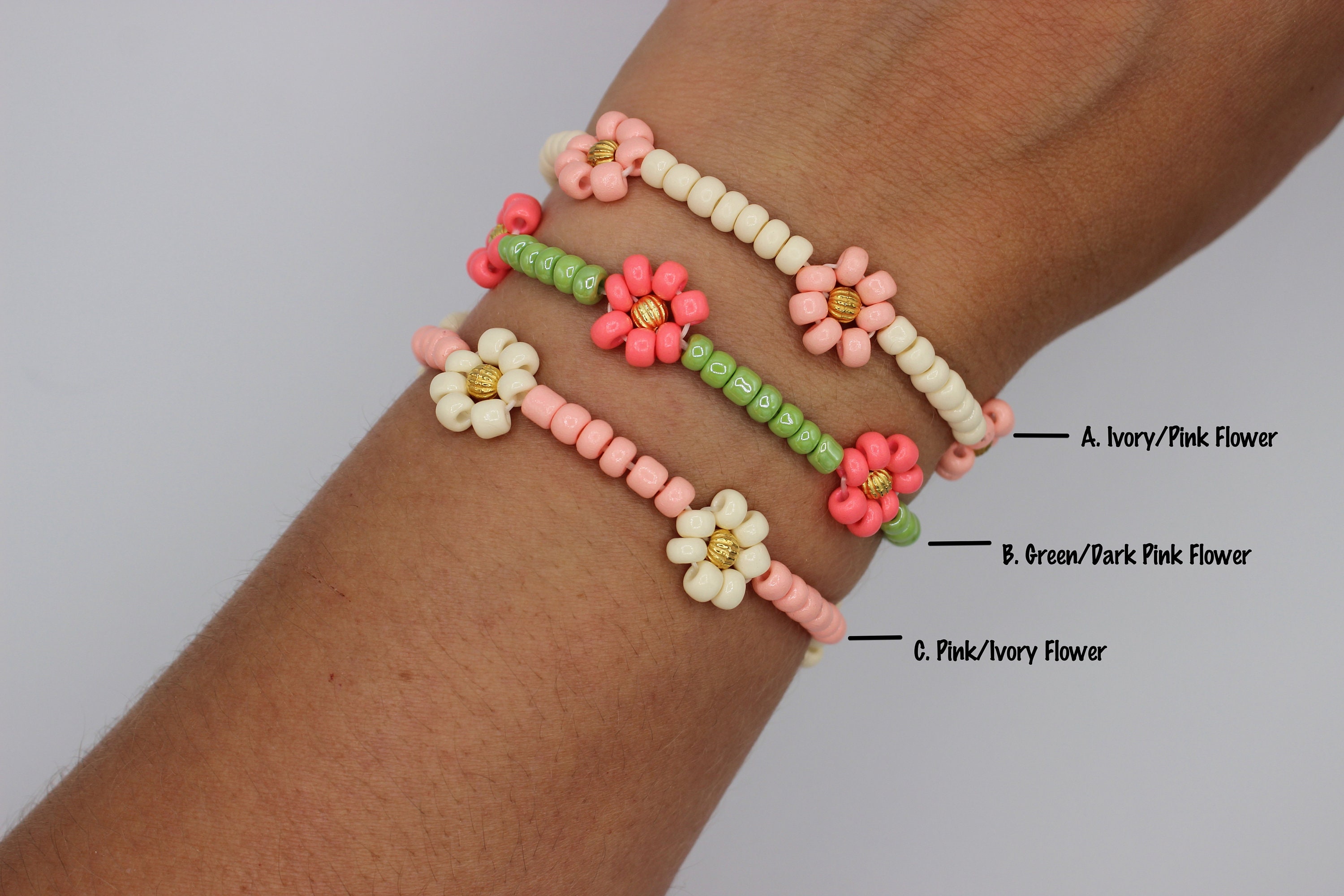 ONE Daisy Flower Seed Bead Spring Summer Bracelet - Etsy