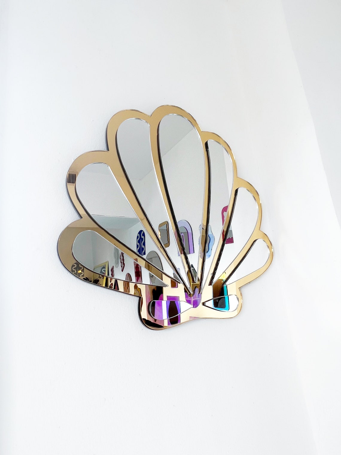 Seashell Gold and Silver Mirror - Clam Sea Shell Wavy Acrylic Color ...