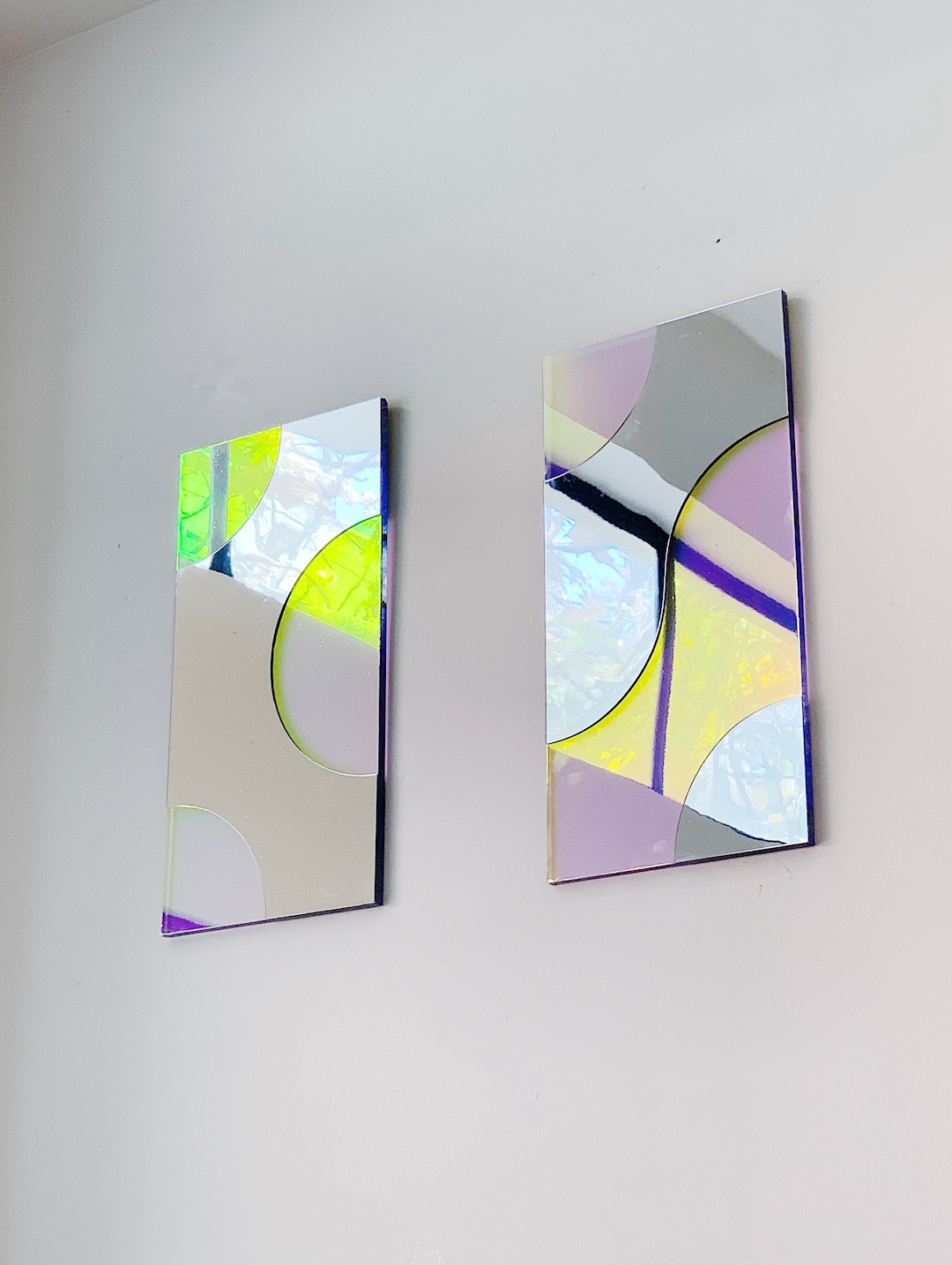 The Aqua Duo Reflector Mirrors - Set of 2 Artistic Mirrors - Funky Wall ...