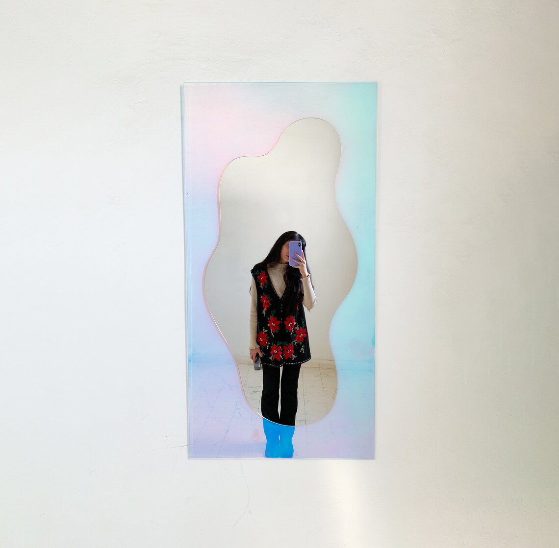 Squared Wiggly Life Reflector Mirror Full Body Wavy - Etsy