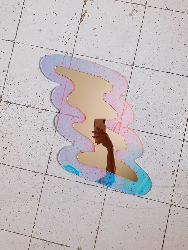 Squiggle Reflector - Wavy Acrylic Mirror Wiggly Mirror Amorphic Mirror ...