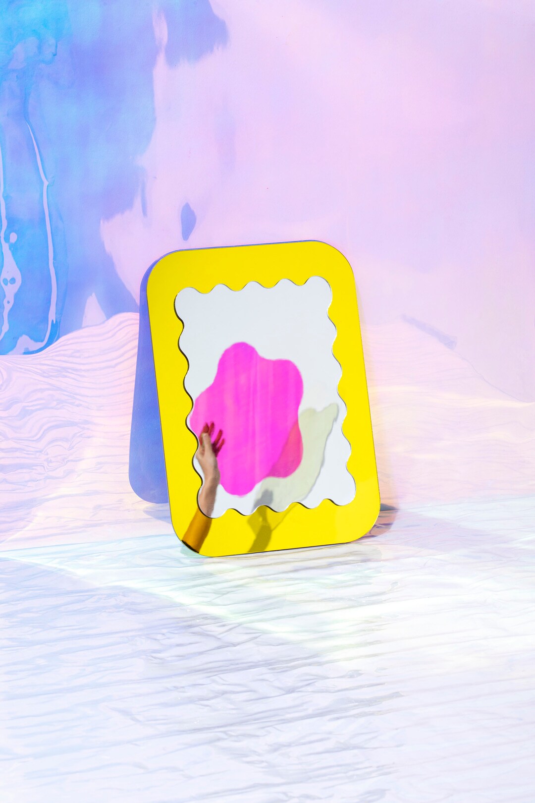 Wavy Mirror in Yellow - Wavy Acrylic Mirror Wiggly Mirror Amorphic ...