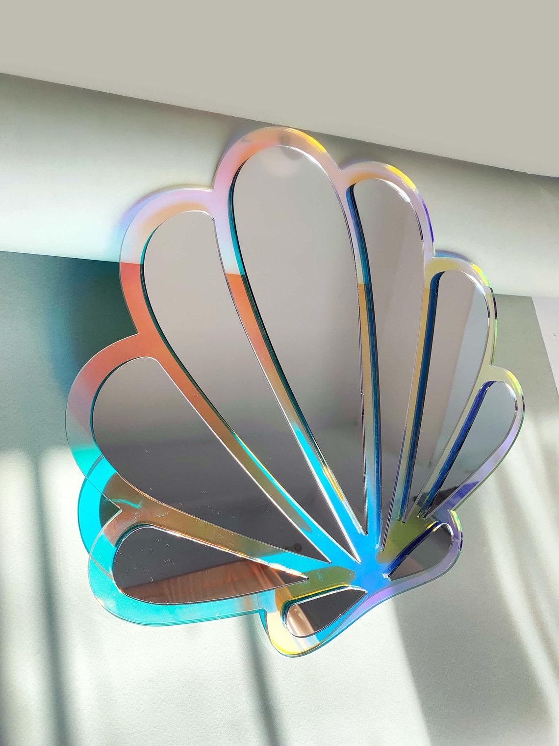 Seashell Reflector Wavy Acrylic Mirror Seashell Mirror | Etsy