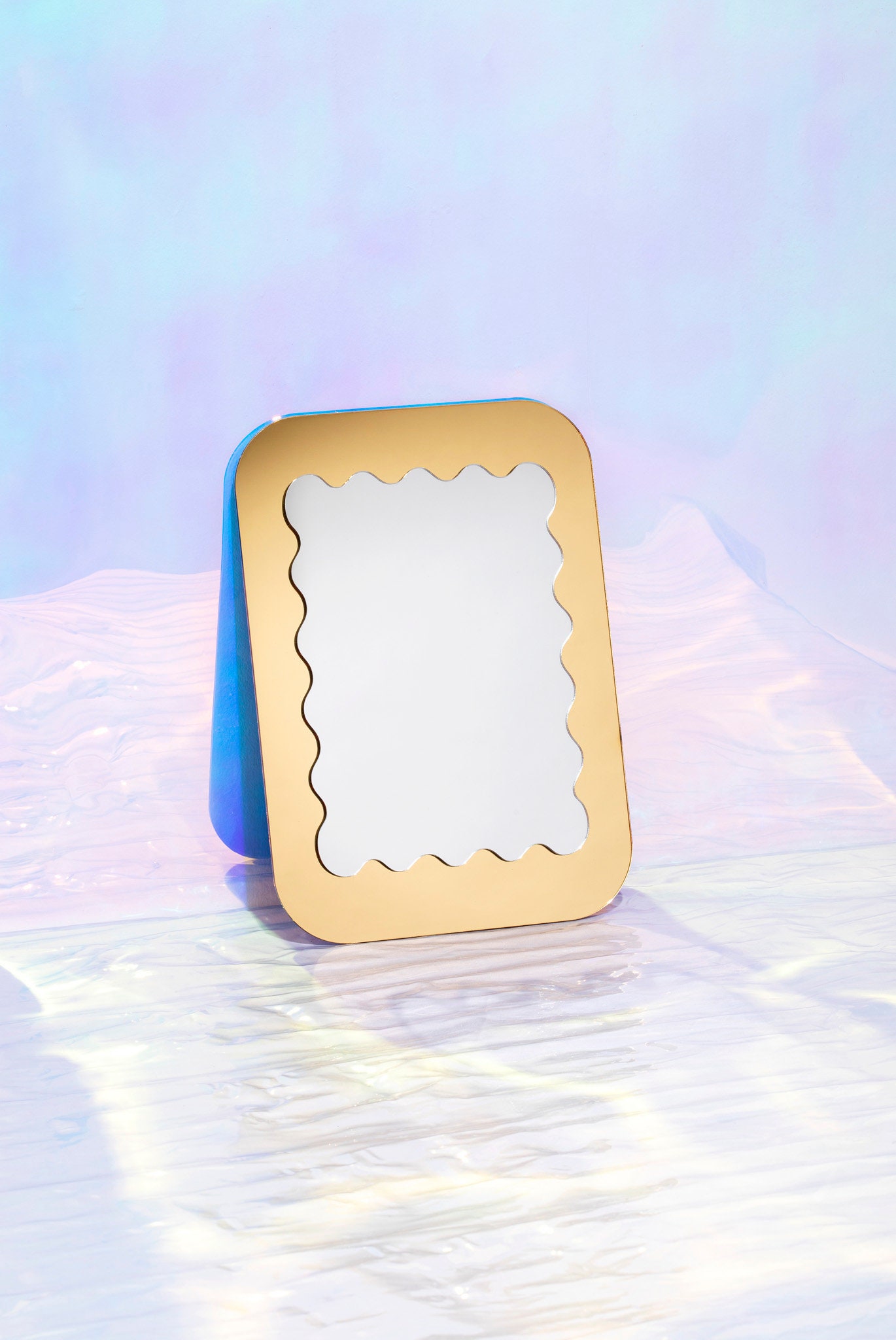 Wavy Mirror in Gold - Wavy Acrylic Mirror Wiggly Mirror Amorphic Mirror ...