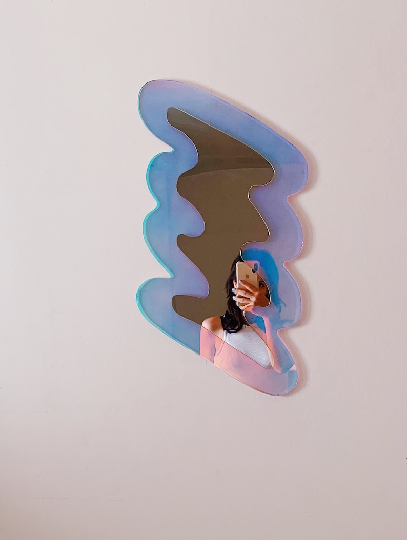 Squiggle Reflector - Wavy Acrylic Mirror Wiggly Mirror Amorphic Mirror ...