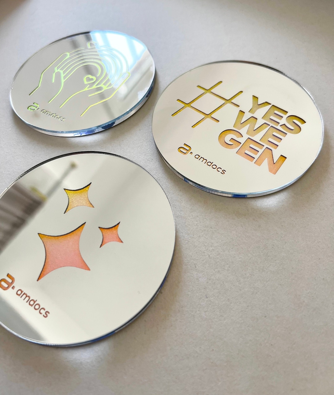 Custom Logo Coasters in Rainbow and Mirror - Holographic Customised ...