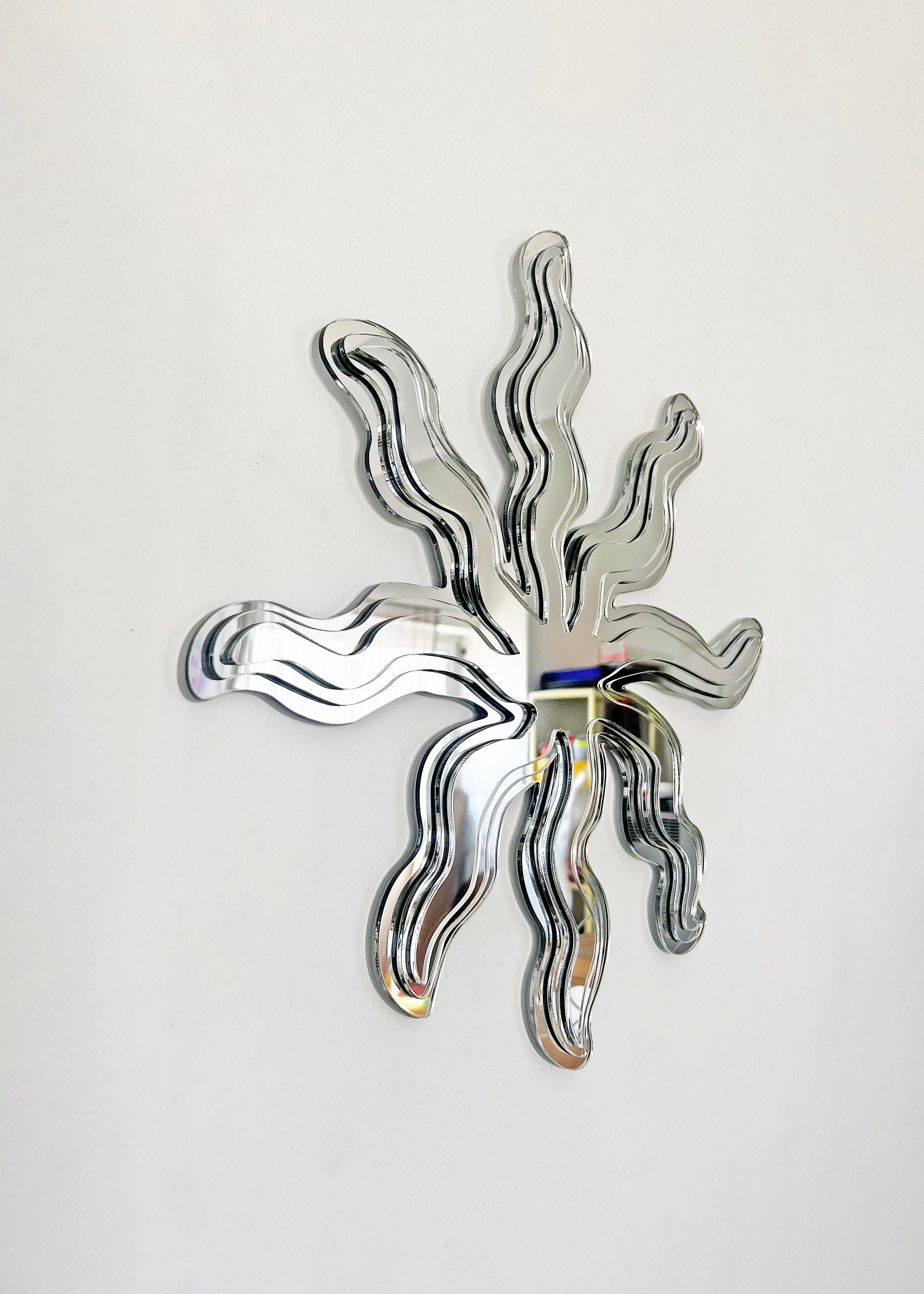 Wiggly Star Layered Mirror- Silver Star Wavy Mirror - 3 Layer Abstract ...