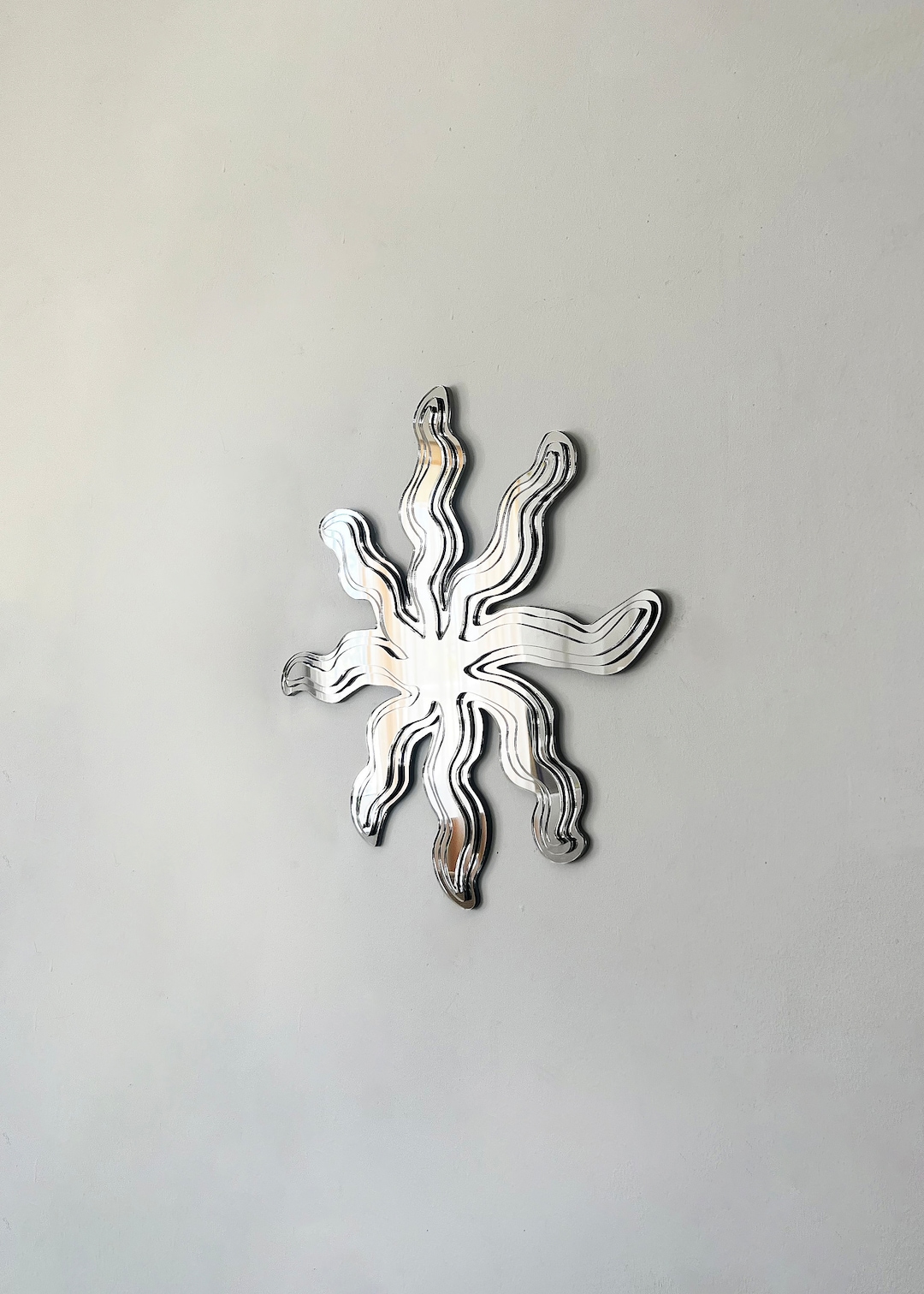 Wiggly Star Layered Mirror- Silver Star Wavy Mirror - 3 Layer Abstract ...