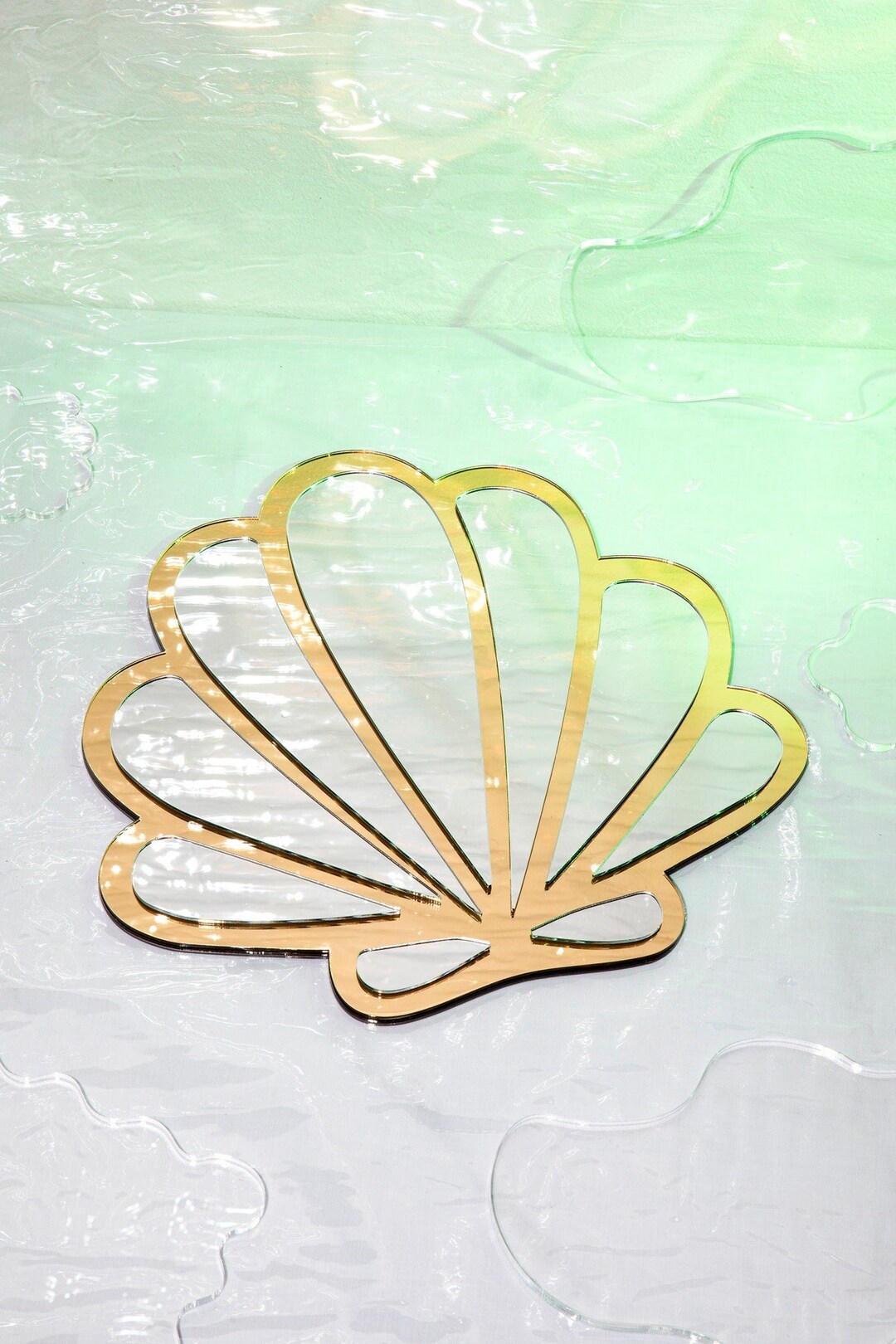 Seashell Gold and Silver Mirror - Clam Sea Shell Wavy Acrylic Color ...