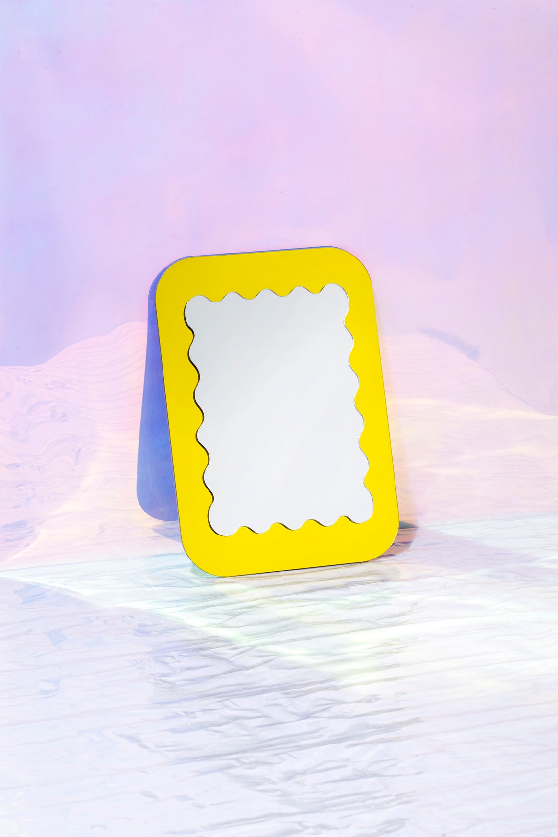 Wavy Mirror in Yellow - Wavy Acrylic Mirror Wiggly Mirror Amorphic ...