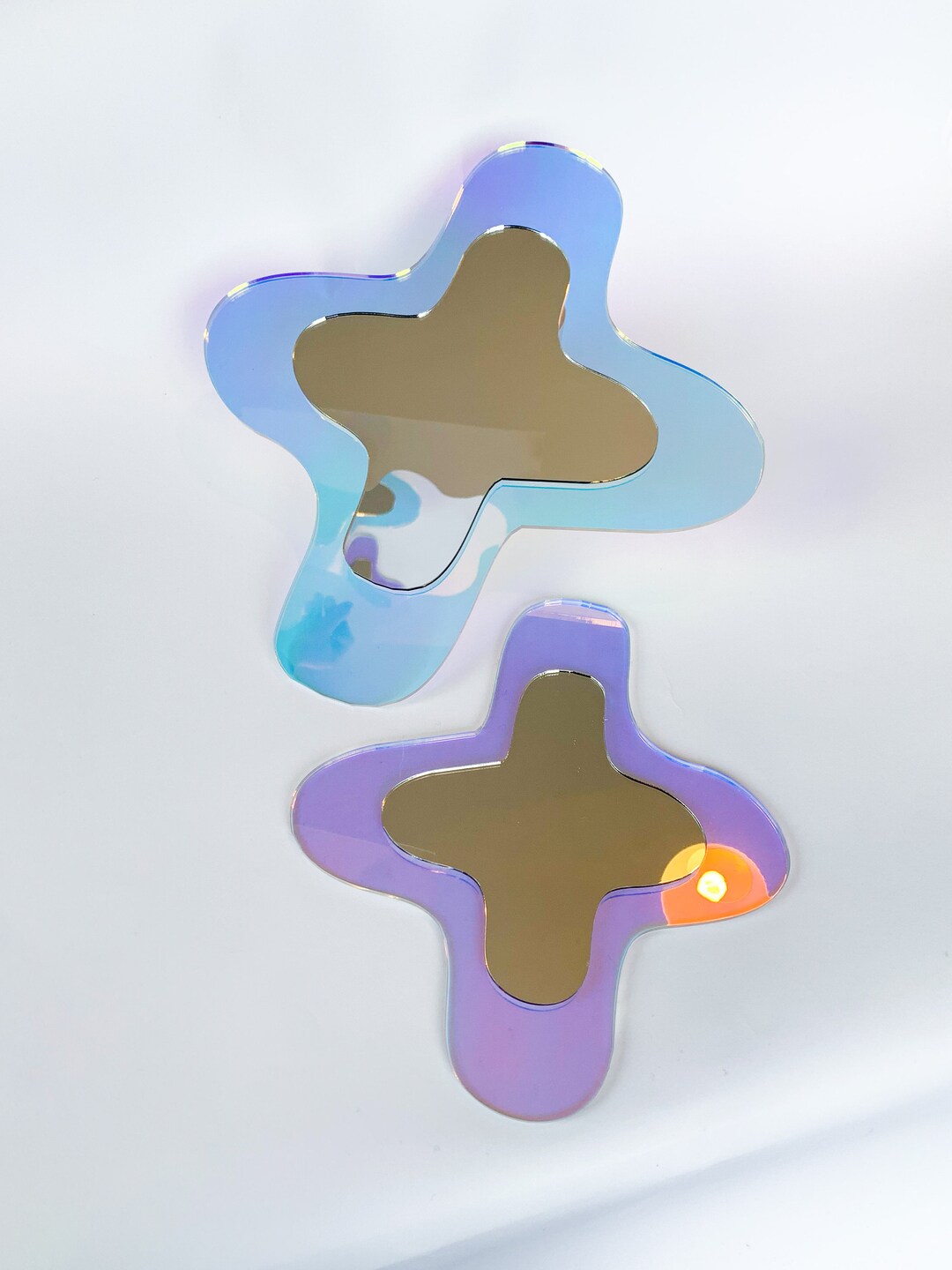 Cross Reflector Set - Set of 2 Mirrors - Wavy Acrylic Mirror Wiggly ...