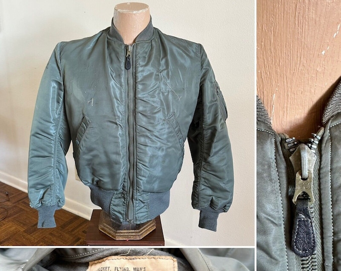 1961 USAF Type MA-1 Nylon Flight Jacket SMALL Air Force Military Flying ...