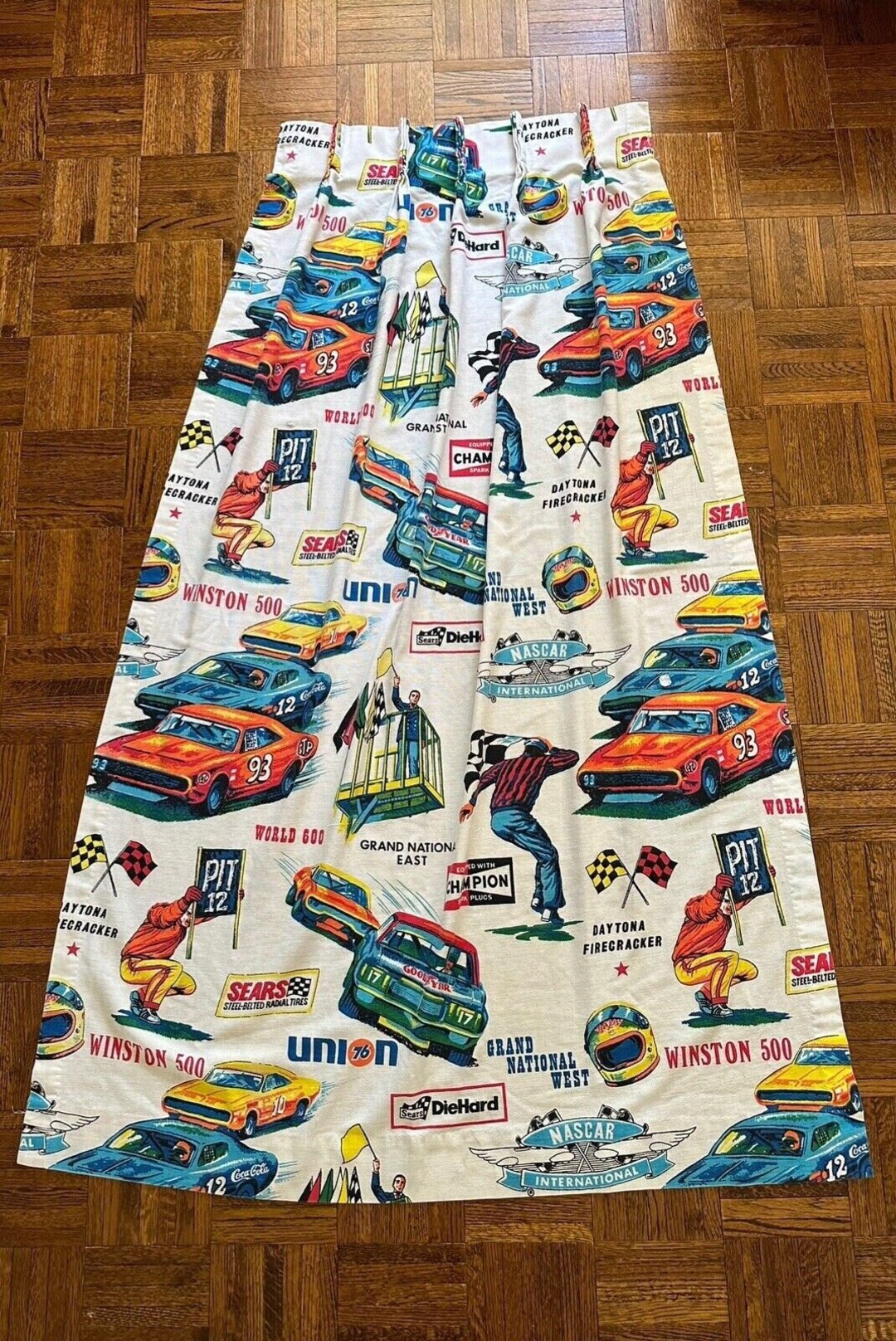 1970s Sears NASCAR 60 X 41 Curtain Panel Racing Muscle Car Pop Art Man ...