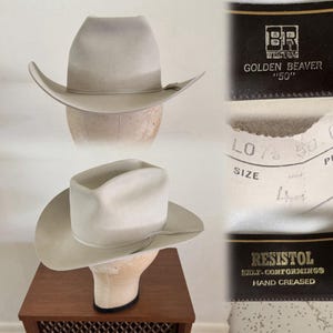 1960s Resistol Byer-rolnick BR Golden Beaver 50 Rancher 7 1/8 Long Oval ...