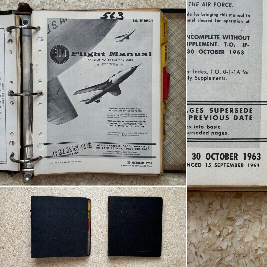 Vintage 1963 1964 USAF F-105D Thunderchief Flight Manual Aircraft ...