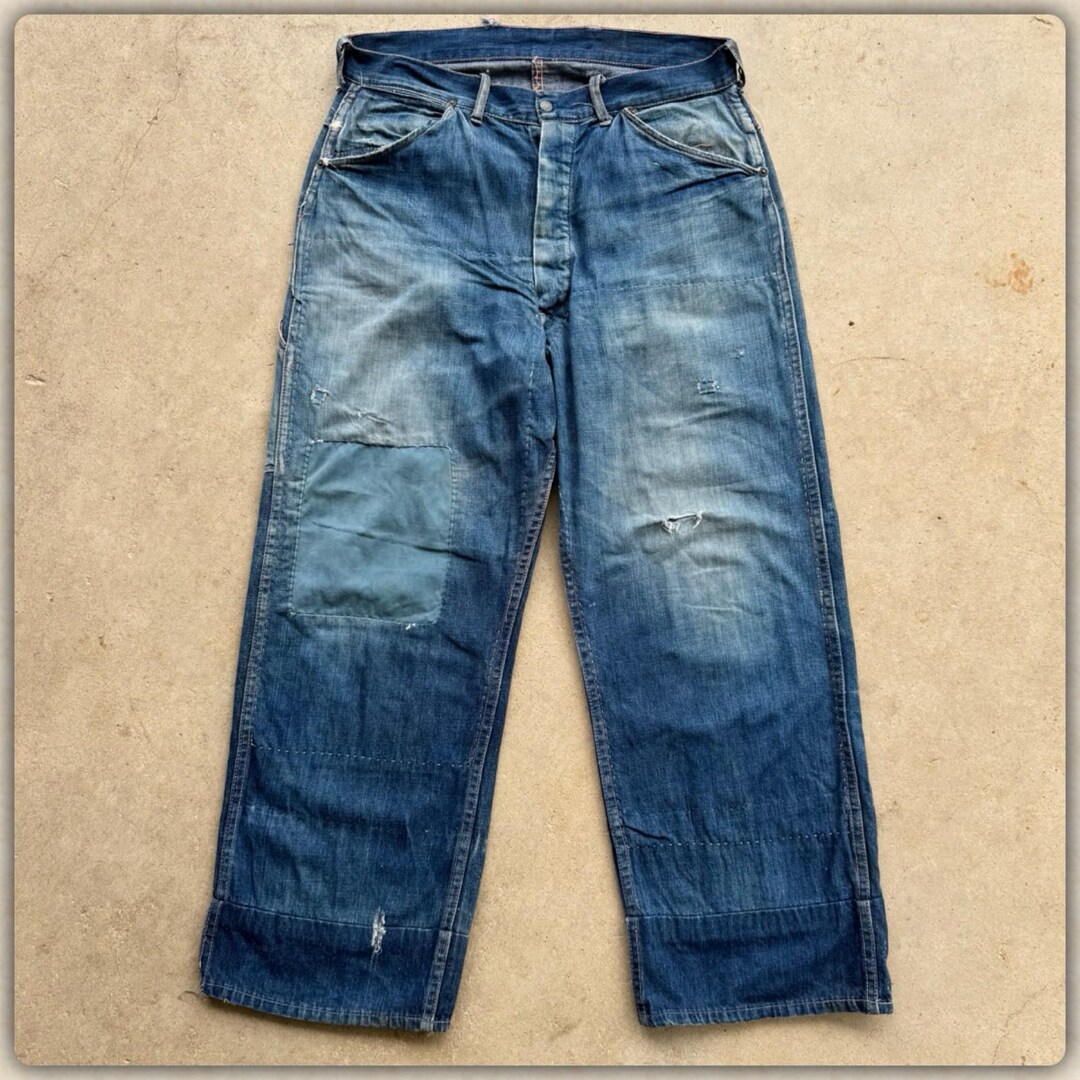 1940s Donut Hole Hidden Rivet Carpenter Denim Jeans W 31 L 26 Dungarees ...